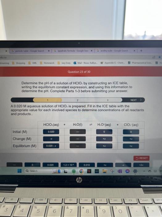 Determine the pH of a solution of HClO2 by | Chegg.com
