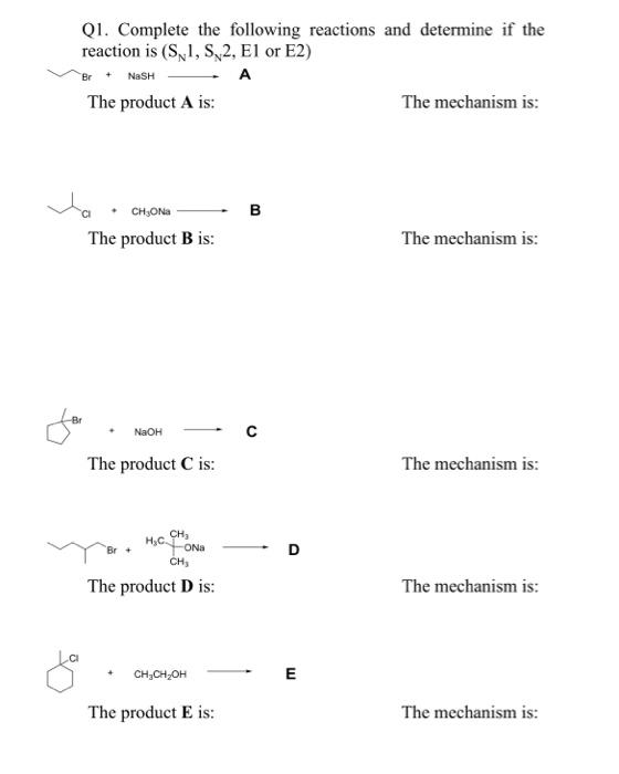 Solved Q1. Complete the following reactions and determine if | Chegg.com