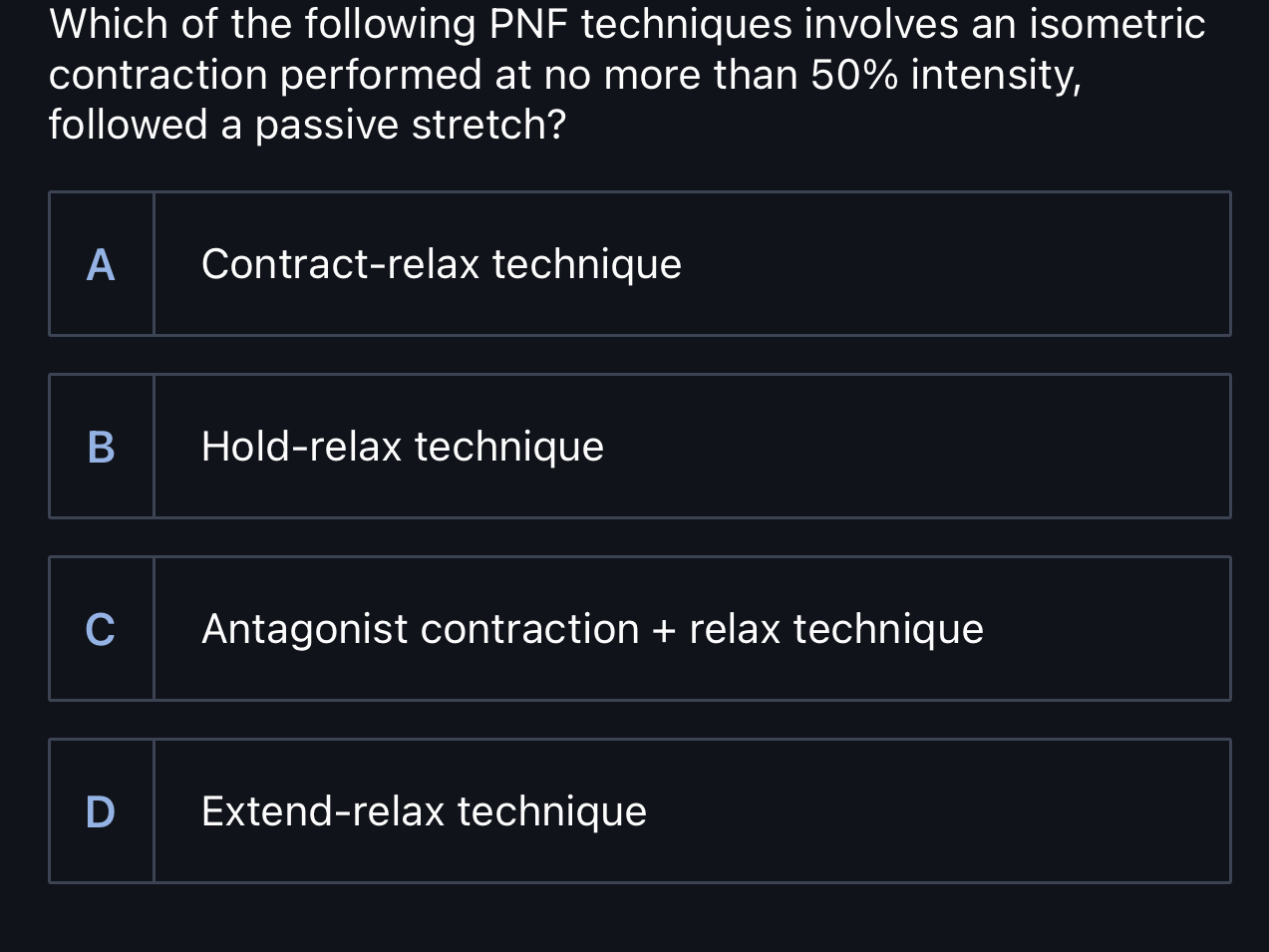 Solved Which of the following PNF techniques involves an | Chegg.com