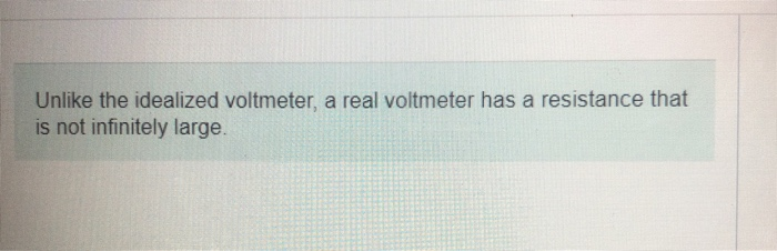 Solved Unlike the idealized voltmeter, a real voltmeter has | Chegg.com