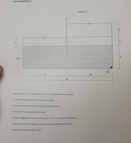 Solved ASSIGNMEMT 5Sheet Pile"Assume; N1=5 (Flow lines) ﻿and | Chegg.com