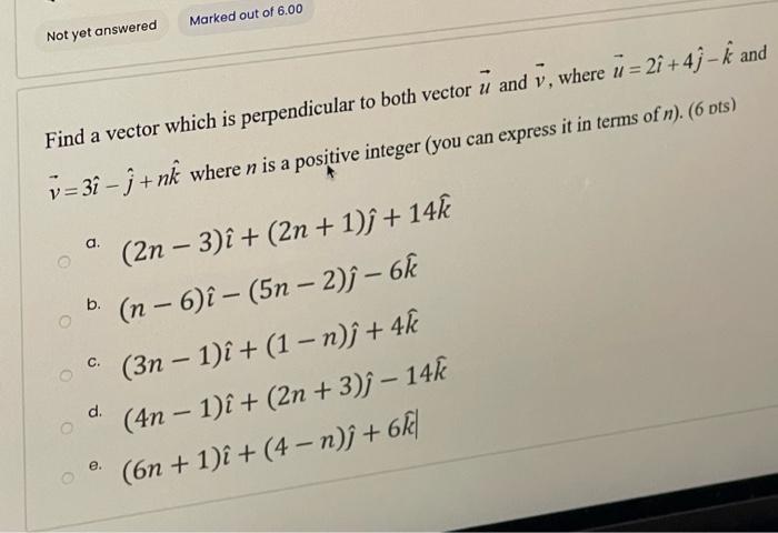 Solved Find a vector which is perpendicular to both vector u | Chegg.com