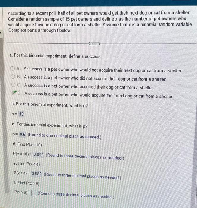 Solved According to a recent poll, half of all pet owners | Chegg.com