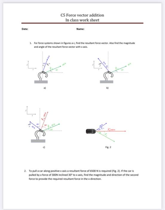 C5 Force vector addition In class work sheet Name: | Chegg.com