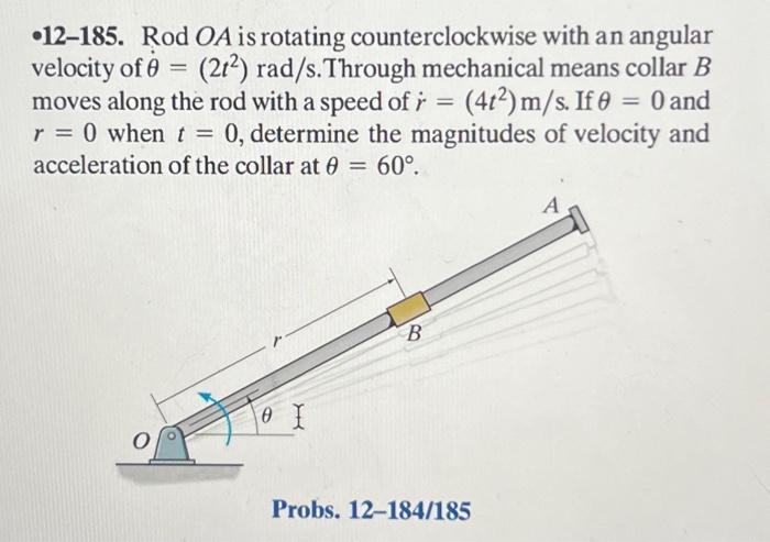 Solved -12-185. Rod OA is rotating counterclockwise with an | Chegg.com