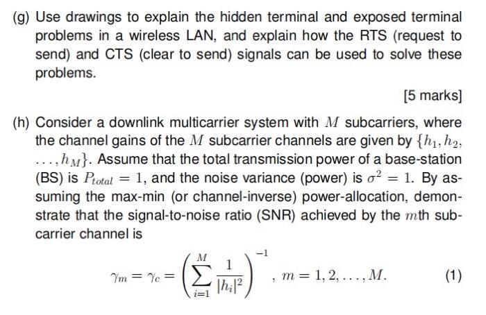 Solved (g) Use drawings to explain the hidden terminal and | Chegg.com
