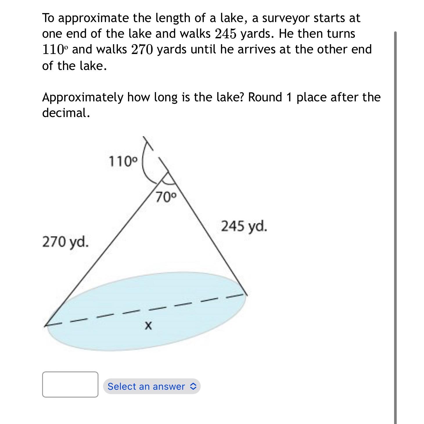 Solved To approximate the length of a lake, a surveyor | Chegg.com