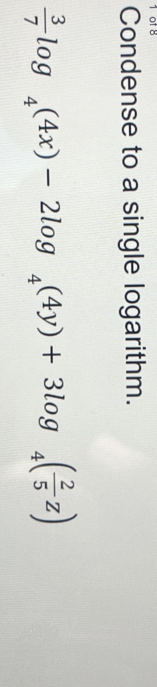 Solved Condense to a single | Chegg.com