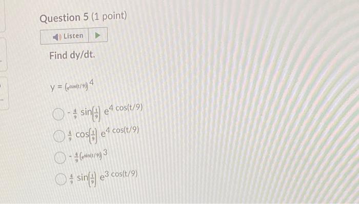 Solved Find dy/dt. | Chegg.com