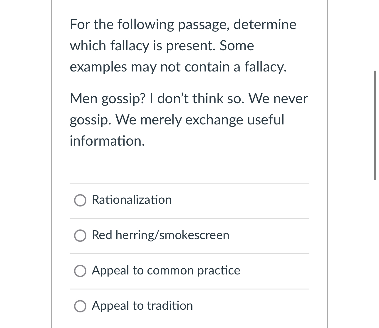 Solved For the following passage, determine which fallacy is | Chegg.com