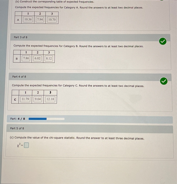 Solved For the given table of observed frequencies: B C 117 | Chegg.com