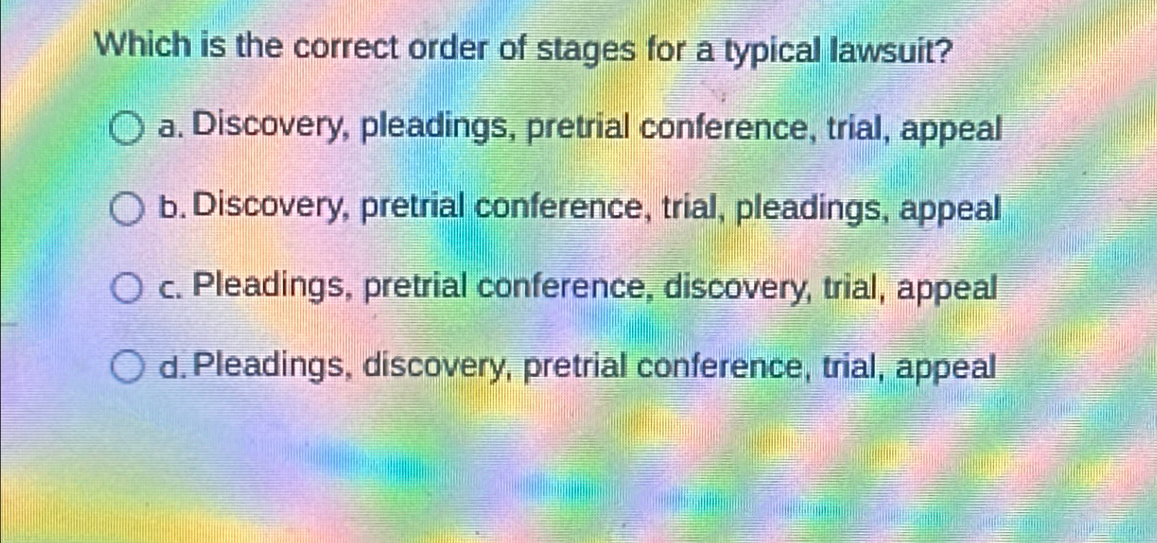 Solved Which is the correct order of stages for a typical | Chegg.com