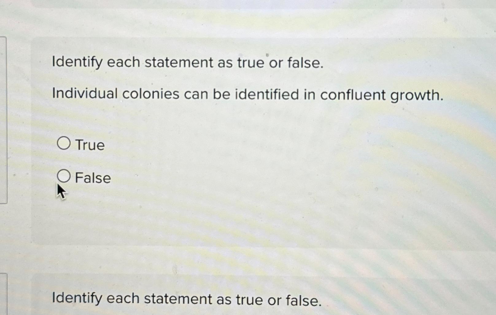 Solved Identify each statement as true or false.Individual | Chegg.com