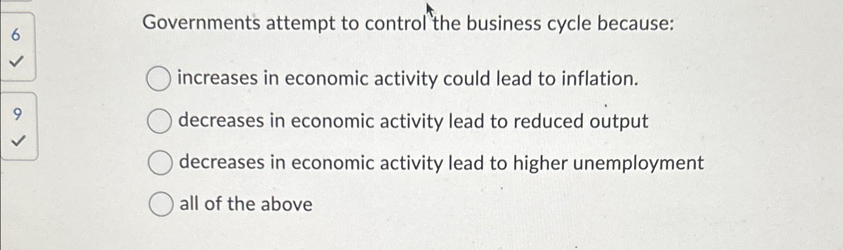 Solved Governments attempt to control the business cycle | Chegg.com