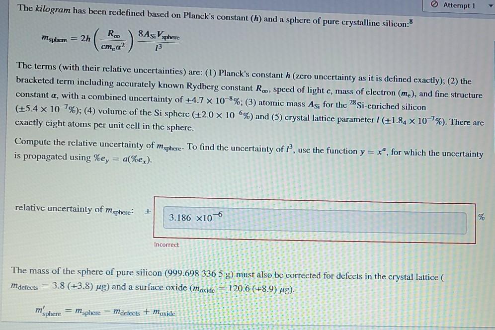 Solved The kilogram has been redefined based on Planck's | Chegg.com