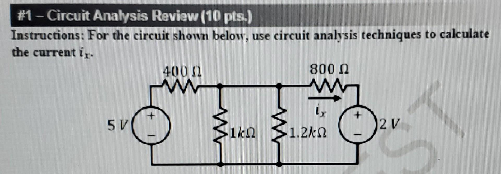 Solved Instructions: For the circuit shown below, use | Chegg.com