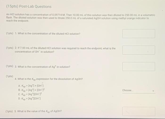 Solved (2pts) Determination of a Solubility Product Constant | Chegg.com