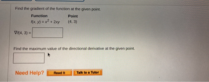 Solved Find the gradient of the function at the given point. | Chegg.com
