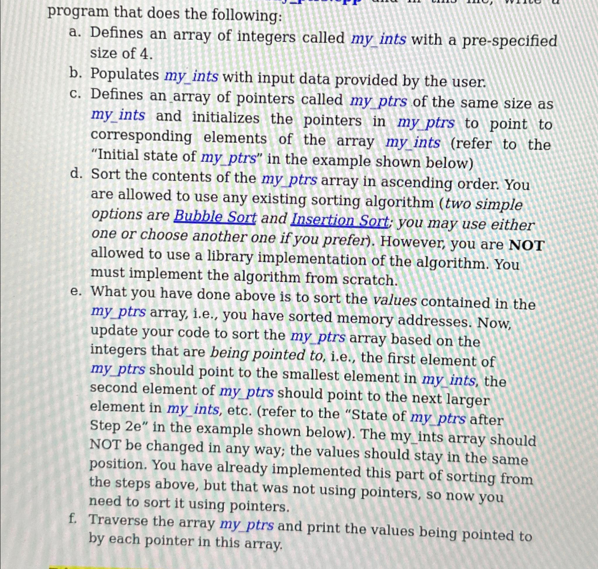 Solved program that does the following:a. ﻿Defines an array | Chegg.com