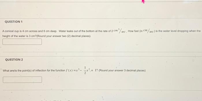Solved A conical cup is 4 cm across and 6 cm deep. Water | Chegg.com