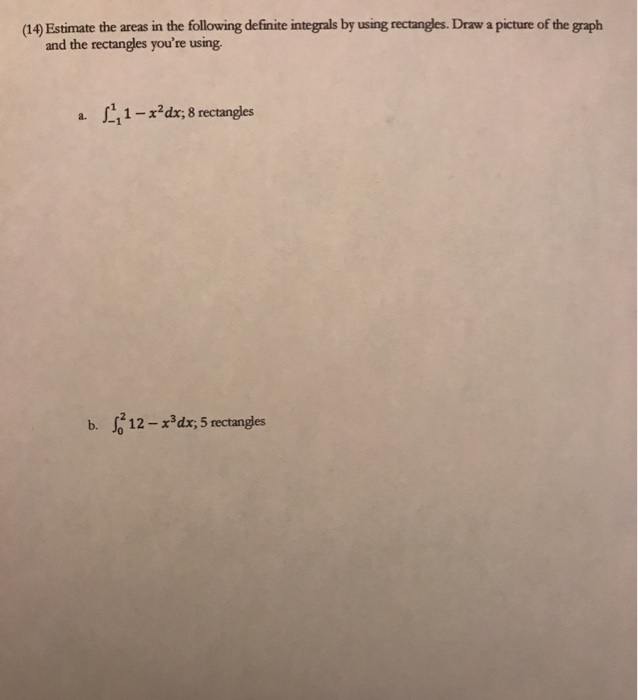 Solved Estimate the areas in the following definite | Chegg.com