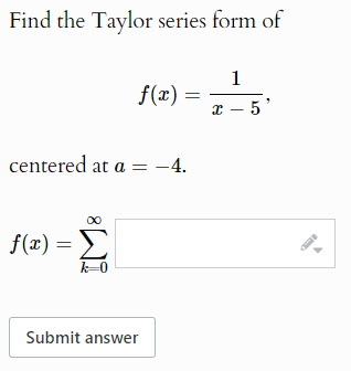 Solved Find the Taylor Series EquationFind the Taylor series | Chegg.com