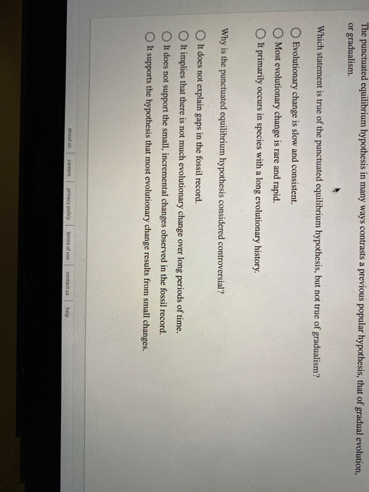 Solved The punctuated equilibrium hypothesis in many ways | Chegg.com