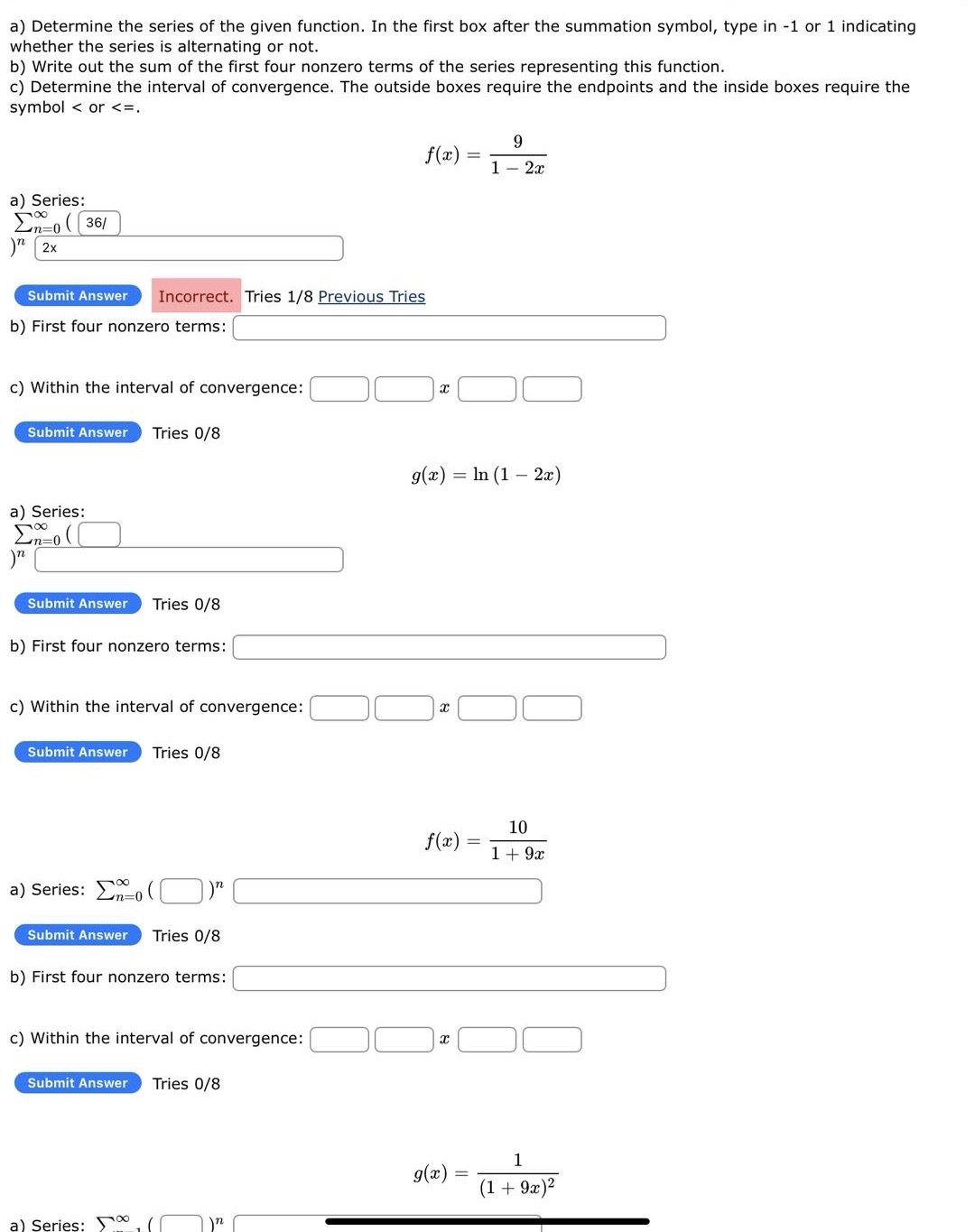 Solved a) ﻿Determine the series of the given function. In | Chegg.com