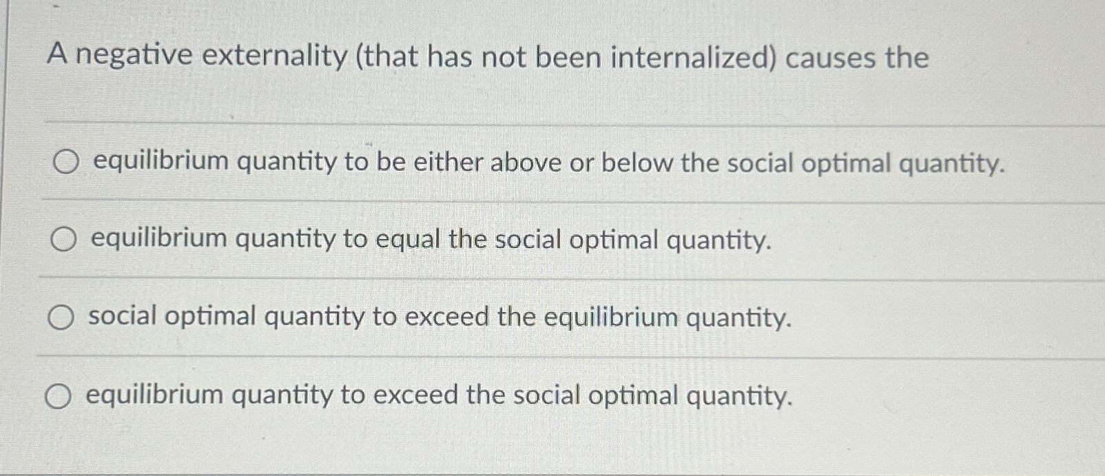 Solved A negative externality (that has not been | Chegg.com