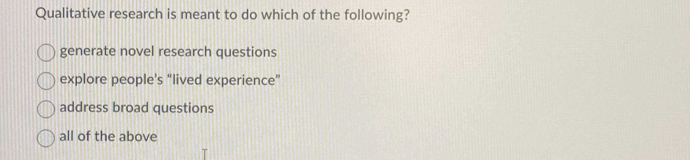 Solved Qualitative research is meant to do which of the | Chegg.com