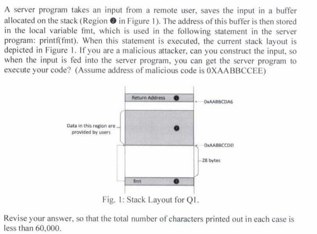 A server program takes an input from a remote user, | Chegg.com