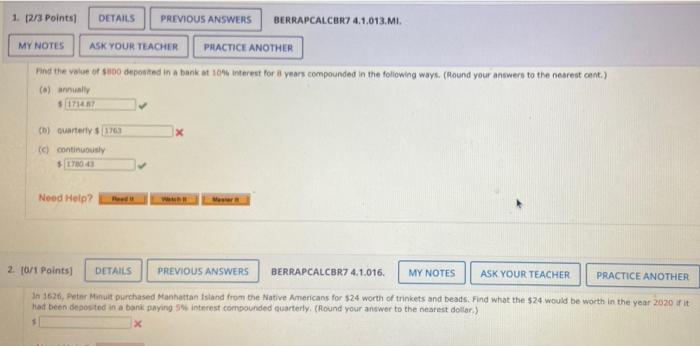 Solved 1. 2/3 Points DETAILS PREVIOUS ANSWERS BERRAPCALCBR7 | Chegg.com