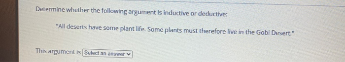 Solved Determine whether the following argument is inductive | Chegg.com