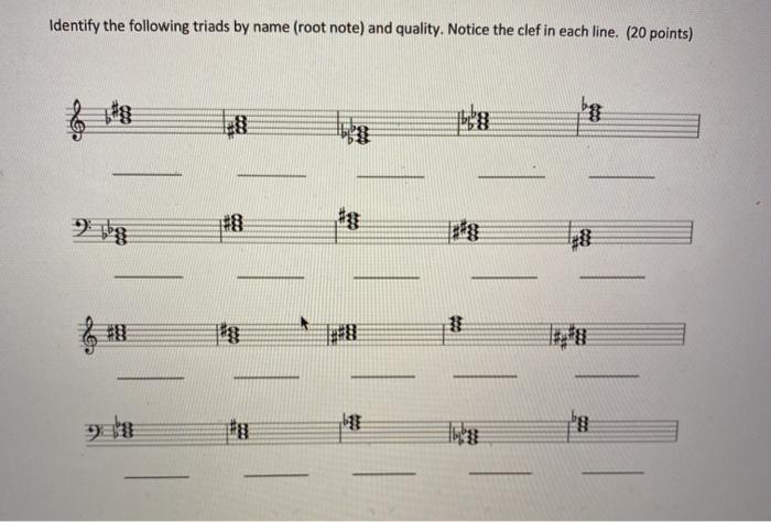 Identify the following triads by name (root note) and | Chegg.com
