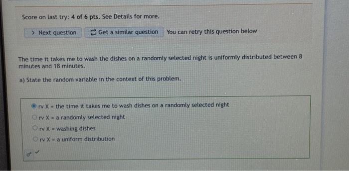 Solved d) What is the probability that washing dishes | Chegg.com