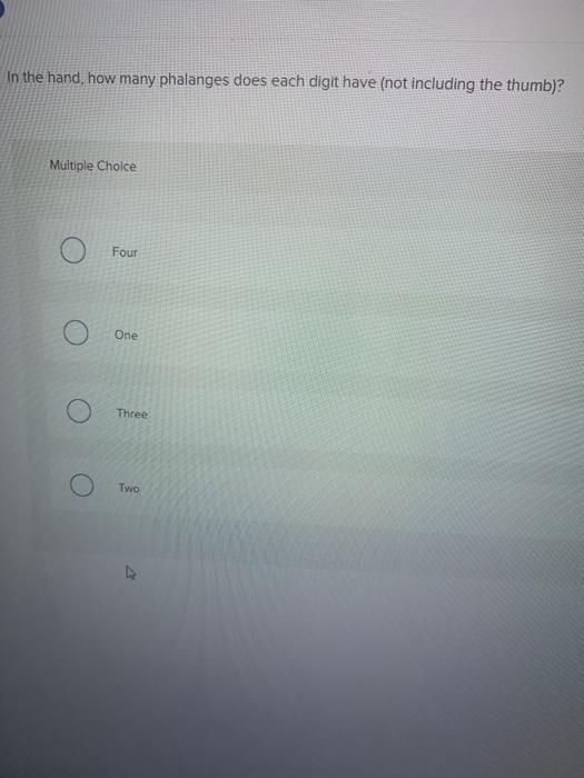 Solved In the hand, how many phalanges does each digit have | Chegg.com