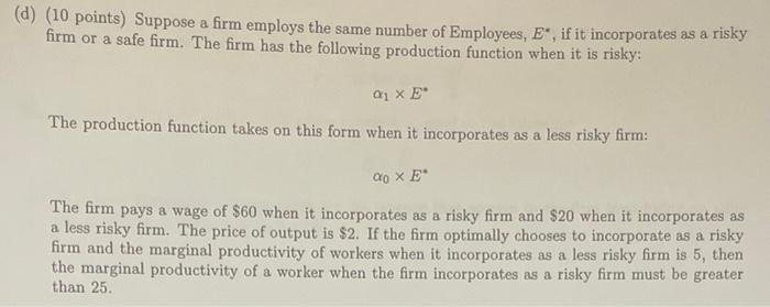 Solved D 10 Points Suppose A Firm Employs The Same 