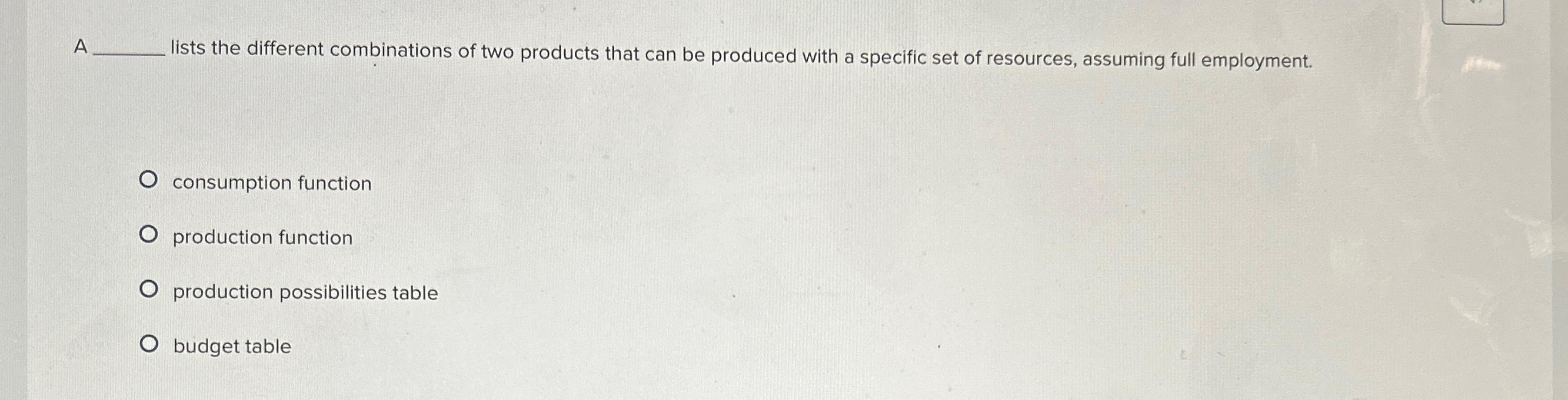 Solved A lists the different combinations of two products | Chegg.com
