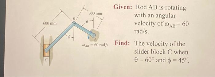 Solved Given: RodAB is rotating with an angular velocity of | Chegg.com