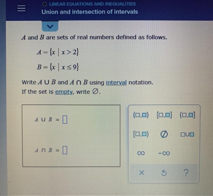 Solved LINEAR EQUATIONS AND INEQUALITIES Union and | Chegg.com
