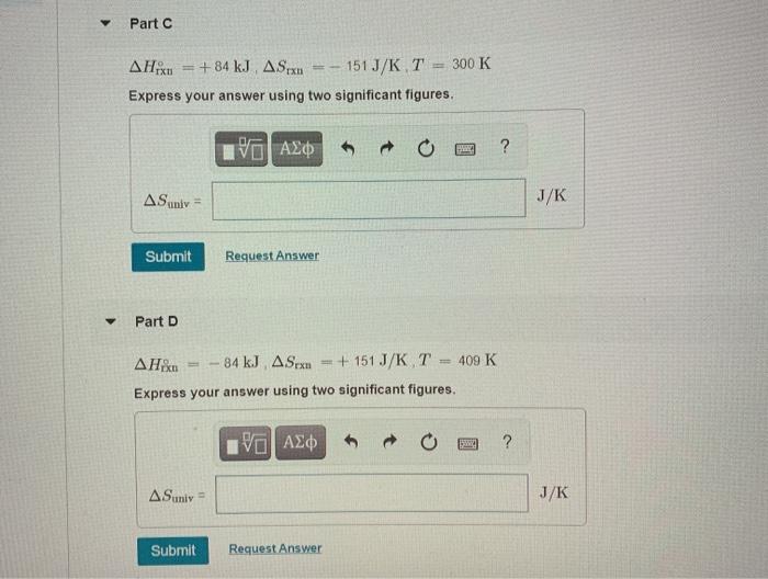 Solved Given the values of AHA ASix and T below determine AS | Chegg.com