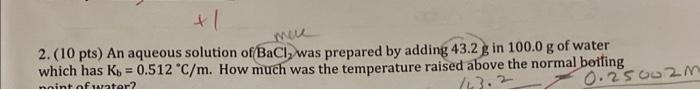 Solved 2. (10 pts) An aqueous solution of (BaCl2 was | Chegg.com