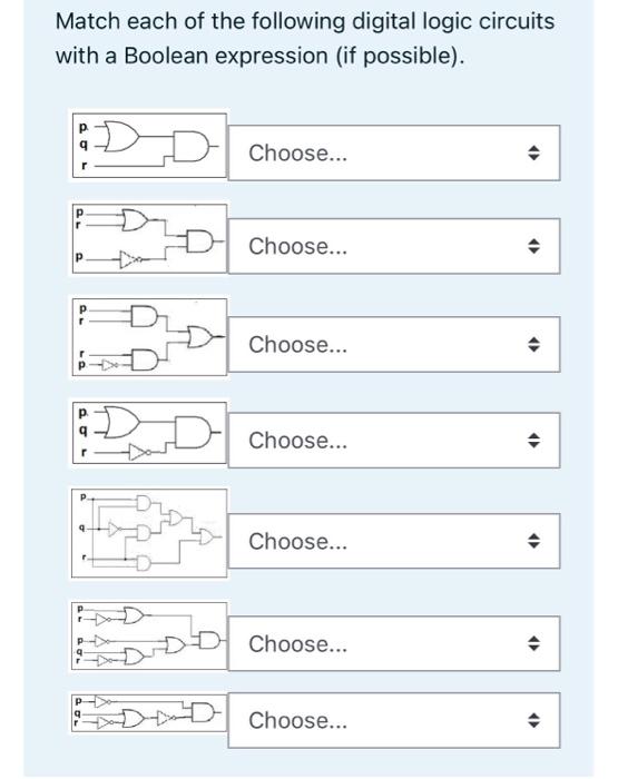 Solved Match each of the following digital logic circuits | Chegg.com