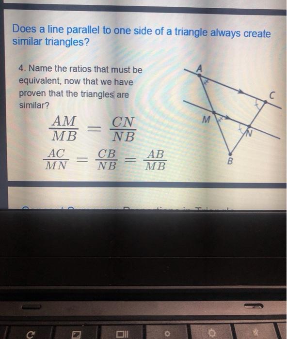 Solved Does a line parallel to one side of a triangle always | Chegg.com