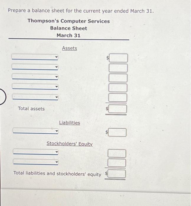 Solved The assets and liabilities of Thompson Computer | Chegg.com