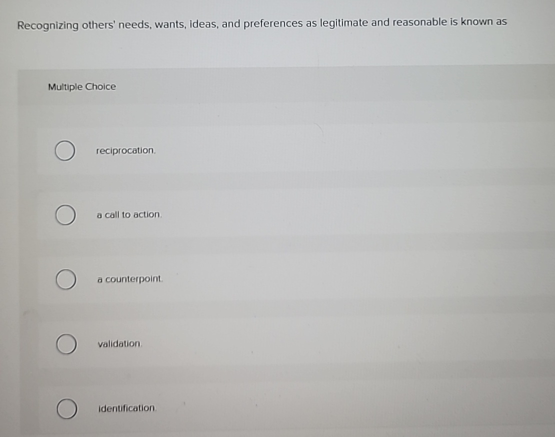 Solved Recognizing others' needs, wants, ideas, and | Chegg.com