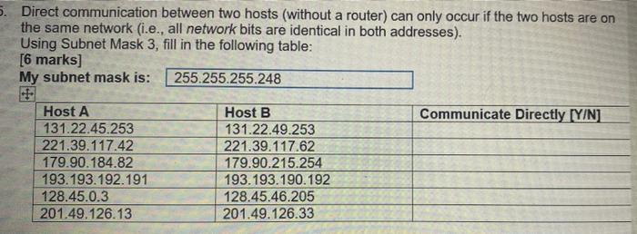 Solved 5. Direct communication between two hosts (without a | Chegg.com