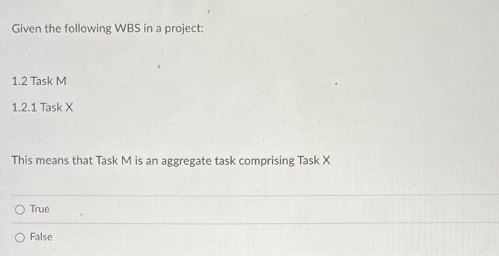 Solved Given the following WBS in a project: 1.2 Task M | Chegg.com