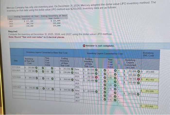 Solved Mercury Company has only one inventory pool. On | Chegg.com