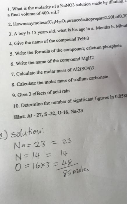 Solved 4. Give the name of the compound FeBr3 5. Write the | Chegg.com